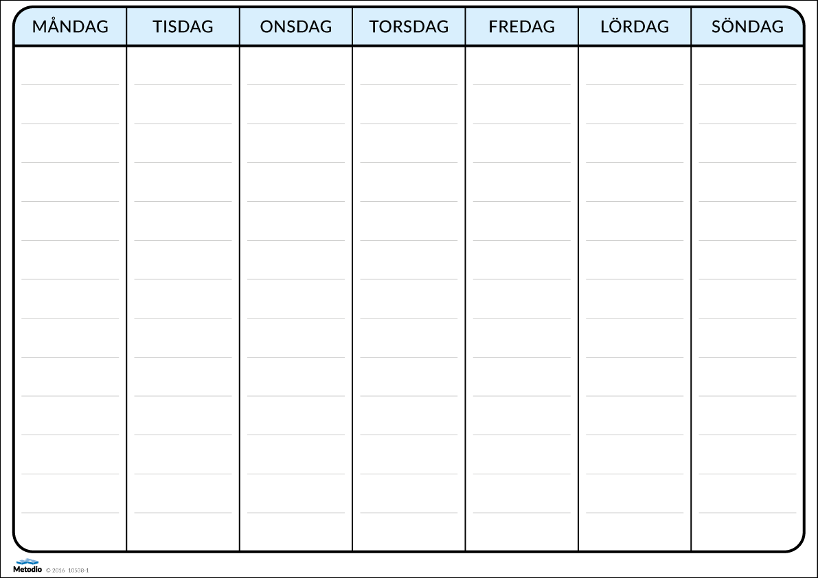 Veckoschema Måndag-Söndag - Metodio